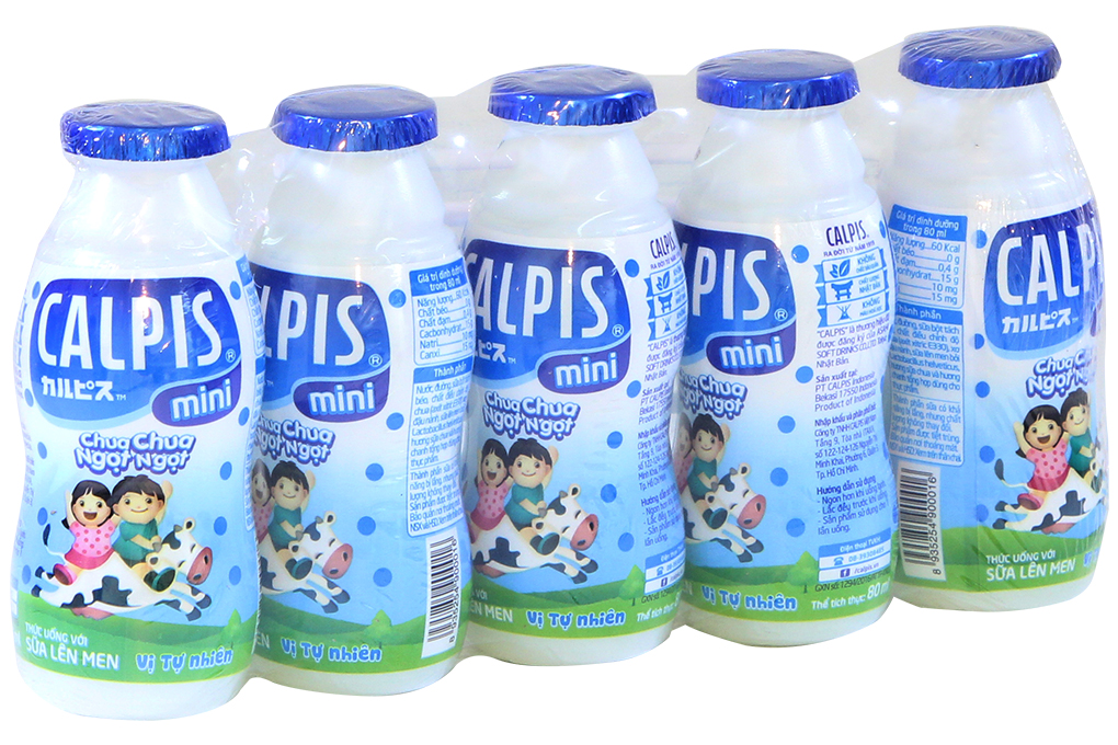 Sữa chua uống Calpis mini vị tự nhiên chai 80ml (lốc 5 chai)